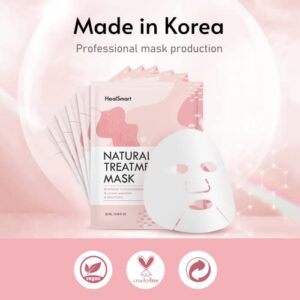 HealSmart 5 Pack Facial Mask Intensive 72 Hour Deep Hydrating & Instant Brightening Face Mask Sheet Improve Skin Clarity and Radiance, for All Skin Types, High Capacity, Made in Korea