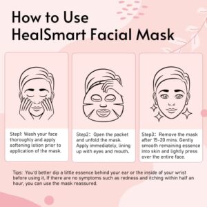 HealSmart 5 Pack Facial Mask Intensive 72 Hour Deep Hydrating & Instant Brightening Face Mask Sheet Improve Skin Clarity and Radiance, for All Skin Types, High Capacity, Made in Korea