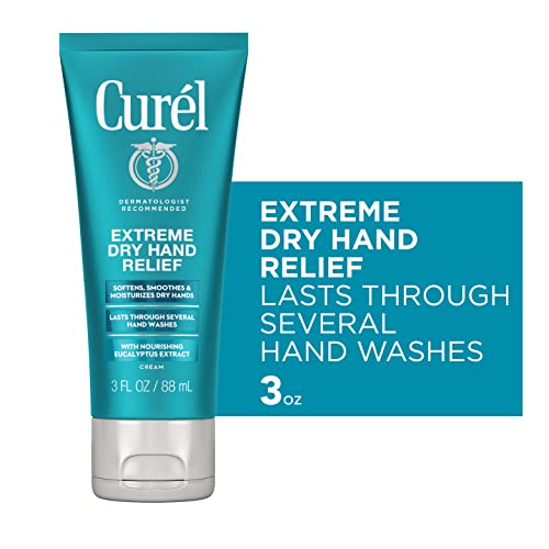 Curél Extreme Dry Hand Dryness Relief, Travel Size Hand Cream, Easily Absorbed Hand Cream for Long-Lasting Relief after Washing Hands, with Eucalyptus Extract, 3 Ounces