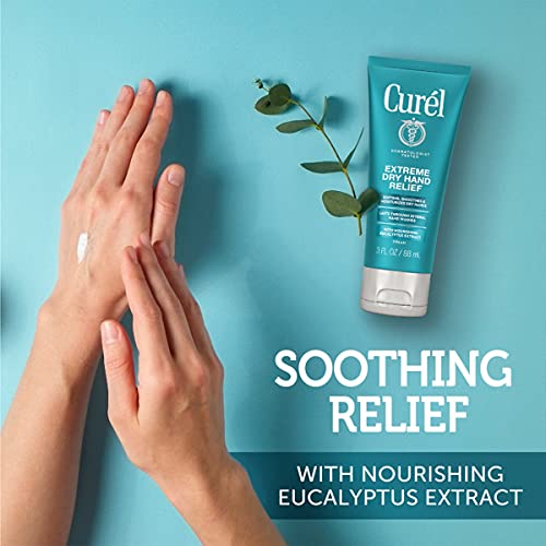 Curél Extreme Dry Hand Dryness Relief, Travel Size Hand Cream, Easily Absorbed Hand Cream for Long-Lasting Relief after Washing Hands, with Eucalyptus Extract, 3 Ounces