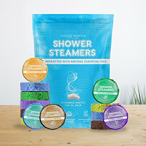 Natural Essence Shower Steamers Variety of Scents 15 Packs - Shower Bombs with Aromatherapy and Long-Lasting Wellness Effect - Valentines Day Gifts for Him and Her by Trade Sailor