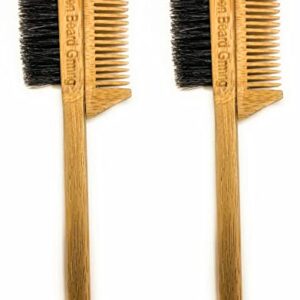 Pocket Sapling Mustache Brush & Comb (2-Pack) from Green Beard Grmng - Boar Bristle & Bamboo