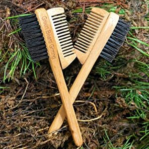 Pocket Sapling Mustache Brush & Comb (2-Pack) from Green Beard Grmng - Boar Bristle & Bamboo