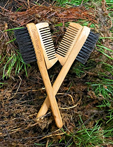 Pocket Sapling Mustache Brush & Comb (2-Pack) from Green Beard Grmng - Boar Bristle & Bamboo