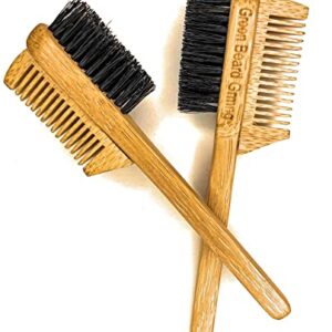 Pocket Sapling Mustache Brush & Comb (2-Pack) from Green Beard Grmng - Boar Bristle & Bamboo