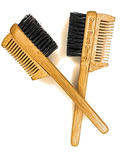 Pocket Sapling Mustache Brush & Comb (2-Pack) from Green Beard Grmng - Boar Bristle & Bamboo