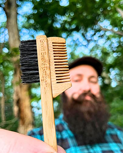 Pocket Sapling Mustache Brush & Comb (2-Pack) from Green Beard Grmng - Boar Bristle & Bamboo