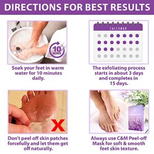 Foot Peel Mask by C&M Goods Co, Callus Remover for Feet 3 Pack of Foot Exfoliator Peeling Mask, Repairs Cracked Heels, Dead Skin, Baby Soft Smooth Touch Feet, Foot Callus Remover for Men and Women