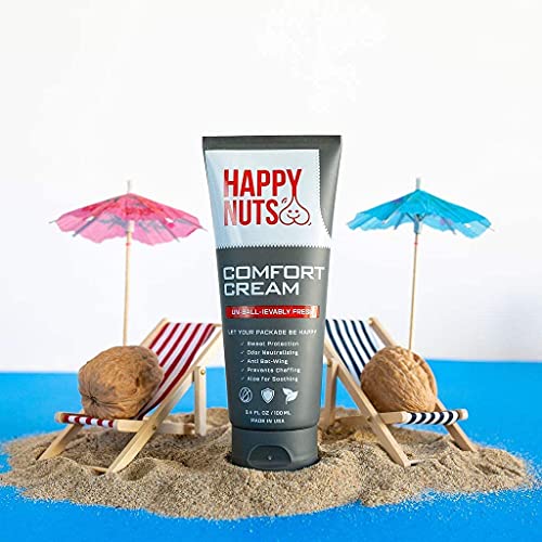 Happy Nuts Bundle - One tube of Happy Nuts Sweat Defense and Odor Control - Comfort Cream Lotion for Men and One Bar of Happy Nuts Man Slab Bar Soap - Natural Men's Bar Soap for Men with Cedarwood