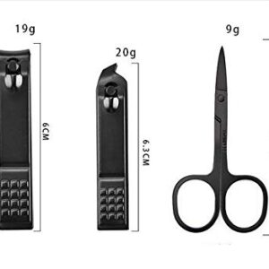 Nail Clippers Set Manicure Set Black Stainless Steel Fingernails & Toenails Clippers Eyebrow Tweezer & Scissor 7 pcs Nail Clippers Cutter for Men and Women