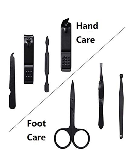 Nail Clippers Set Manicure Set Black Stainless Steel Fingernails & Toenails Clippers Eyebrow Tweezer & Scissor 7 pcs Nail Clippers Cutter for Men and Women