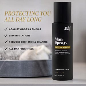 MILES DARCY Man Spray - Body & Ball Deodorant For Men - Protecting & Refreshing Against Odors, Itchiness, Skin Irritations, Chafing & Sweating