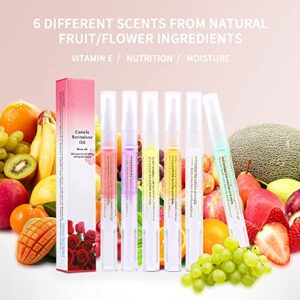 SULLMAR 6Pcs Nail Cuticle Oils Nail Nutrition Oil Pen Nail Treatment Pen 6 Smell Cuticle Revitalizer Prevent Agnail Nourish Skin