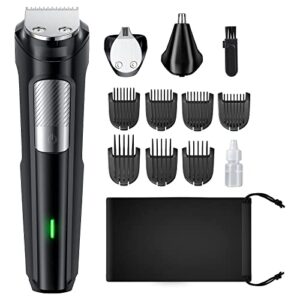 beard trimmer hair clipper for men, all-in-one men’s grooming kit with cordless rechargeable hair trimmer nose trimmer electric shaver, stainless steel blades for painless facial & body hair removal