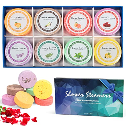 Vanten Shower Steamers 8PCS Shower Bombs with Essential Oils for Stress Relief, Shower Steamers Aromatherapy for Home SPA, Self Care Gifts for Women, Christmas Gifts, Relaxation Gifts for Women