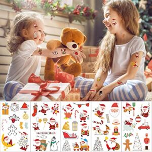 Qpout 10 Sheets Christmas Temporary Tattoos Luminous Christmas Tattoos Stickers Stocking Gift Stuffers for Kids Girls Boys Xmas Eve Christmas Party Favors Supplies Decorations