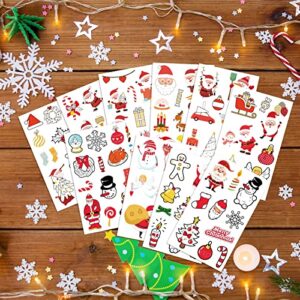 Qpout 10 Sheets Christmas Temporary Tattoos Luminous Christmas Tattoos Stickers Stocking Gift Stuffers for Kids Girls Boys Xmas Eve Christmas Party Favors Supplies Decorations