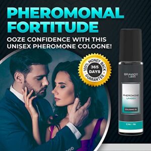 Bravado Labs Premium Unisex Pheromone Cologne - Pheromone Cologne for Men and Women - Light, Elegantly Scented Pheromone Perfume for Him and Her - 0.34oz (10mL)