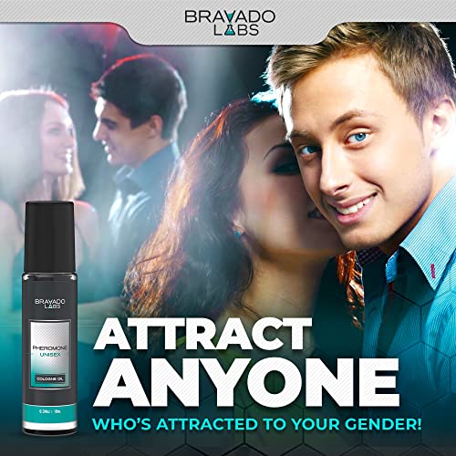 Bravado Labs Premium Unisex Pheromone Cologne - Pheromone Cologne for Men and Women - Light, Elegantly Scented Pheromone Perfume for Him and Her - 0.34oz (10mL)