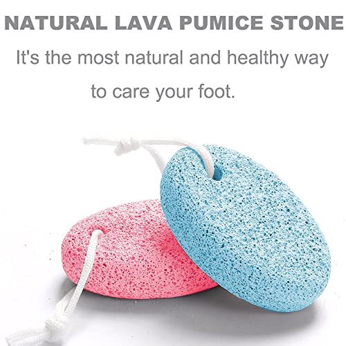 Natural Foot Pumice Stone for Feet, Borogo 2-Pack Lava Pedicure Tools Hard Skin Callus Remover for Feet and Hands -Red&Blue