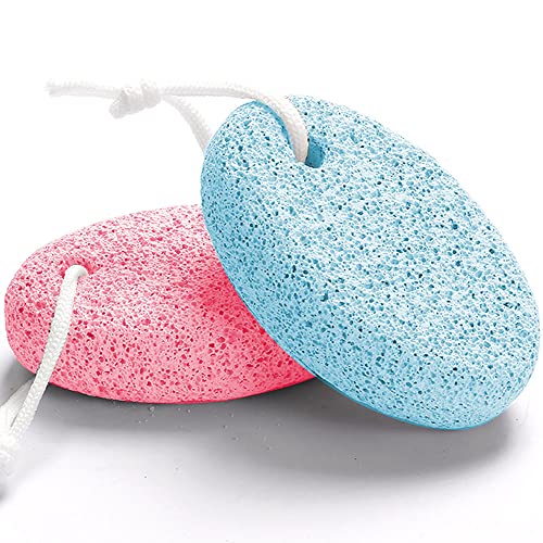 Natural Foot Pumice Stone for Feet, Borogo 2-Pack Lava Pedicure Tools Hard Skin Callus Remover for Feet and Hands -Red&Blue