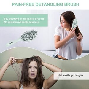 AIMIKE Detangling Hair Brush, Vented Detangler Brush for Curly, Thick & Knotted Hair, No Pull Detangling Brush w/ Flex Soft Bristles, Glide Through Tangles for Women, Kids, Men, Wet & Dry Hair- Green