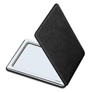 ytzj direct compact mirror for men, women and girls, black travel makeup mirrors for handbag and pocket, portable double-sided mirror with distortion free