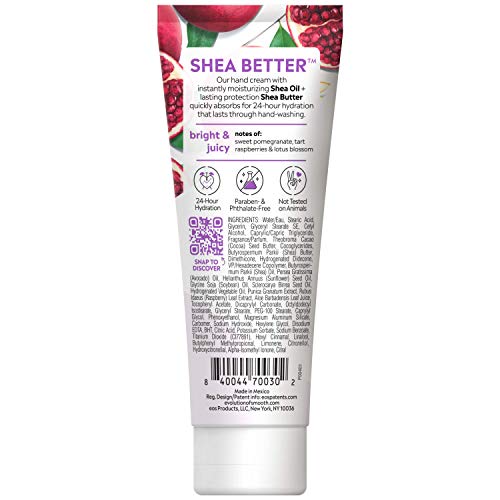 eos Shea Better Hand Cream - Pomegranate Raspberry, Natural Shea Butter Hand Lotion and Skin Care, 24 Hour Hydration with Shea Butter & Oil, 2.5 oz