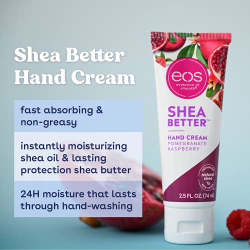 eos Shea Better Hand Cream - Pomegranate Raspberry, Natural Shea Butter Hand Lotion and Skin Care, 24 Hour Hydration with Shea Butter & Oil, 2.5 oz