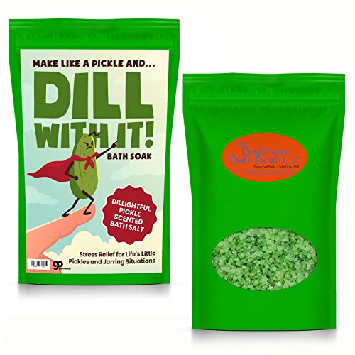 Dill with It Pickle Bath Soak - Premium Dill Pickle Scented Bath Salts for Teens - Weird Spa Gift for Pickle Lovers, Funny Stocking Stuffers, Grab Bags, and Gift Baskets