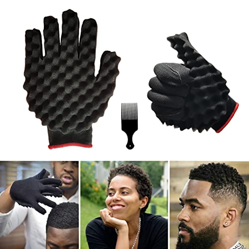 Tantrum Tow Ropes Hair Curl Sponge Gloves, Magic Curly Sponge Gloves Barber Curl Twist Sponge Glove Hair Sponge for Curling Twisting and Dread, Hair Brush Sponges for Black Men Curls (Right Glove)