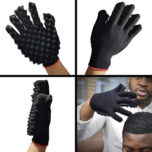 Tantrum Tow Ropes Hair Curl Sponge Gloves, Magic Curly Sponge Gloves Barber Curl Twist Sponge Glove Hair Sponge for Curling Twisting and Dread, Hair Brush Sponges for Black Men Curls (Right Glove)