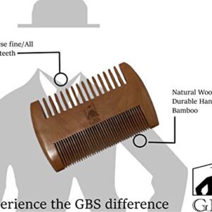 G.B.S 2-Sided Beard Comb Natural Wood Durable. Anti-Static Pocket Comb Fine Toothed Great for Balm Oil Wax Soften Tame Style Multi Purpose Curly, Thin, Thick & Mustache