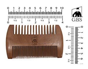 G.B.S 2-Sided Beard Comb Natural Wood Durable. Anti-Static Pocket Comb Fine Toothed Great for Balm Oil Wax Soften Tame Style Multi Purpose Curly, Thin, Thick & Mustache