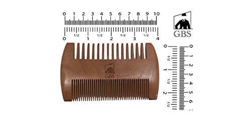 G.B.S 2-Sided Beard Comb Natural Wood Durable. Anti-Static Pocket Comb Fine Toothed Great for Balm Oil Wax Soften Tame Style Multi Purpose Curly, Thin, Thick & Mustache