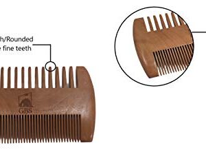 G.B.S 2-Sided Beard Comb Natural Wood Durable. Anti-Static Pocket Comb Fine Toothed Great for Balm Oil Wax Soften Tame Style Multi Purpose Curly, Thin, Thick & Mustache