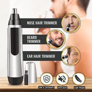 Ear and Nose Hair Trimmer - Stainless-Steel Dual Blade Hair Grooming Clipper - Lightweight Travel Hair Trimmer for Men and Women - Cordless and Skin Safe Blades