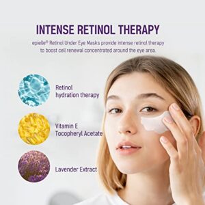 Epielle Retinol Under Eye Mask (60 Sheets) - Under Eye Patches Dark Circles and Puffiness - Retinol Eye Zone Gel Mask Reduce Under eye Bags Creases Fine Lines