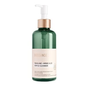 biossance squalane + amino aloe gentle cleanser. foaming gel face wash to deeply clean pores and remove makeup. hydrating, non-stripping formula (6.76 fl oz)