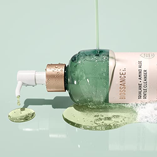 Biossance Squalane + Amino Aloe Gentle Cleanser. Foaming Gel Face Wash to Deeply Clean Pores and Remove Makeup. Hydrating, Non-Stripping Formula (6.76 fl oz)