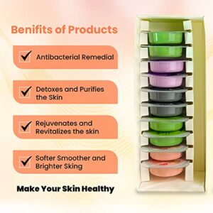 BEMSCO Clay Mask Kit Dead Sea, Green Tea, Avocado, Rose, Eggplant Mask, Face Mask Skin Care For Acne Treatment, Pore Cleaner, Blackhead Remover, Face Moisturizer- 2 Ea/10 Pods- 1 Brush