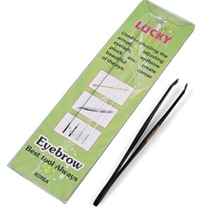 Lunox Professional Stainless Steel Tweezers for Eyebrows Women & Men, Facial Hair & Ingrown Hair Removal Black