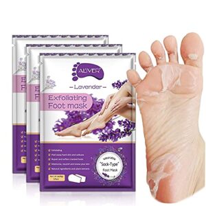 foot peel mask 3 pack， exfoliator peel off calluses dead skin callus remover，baby soft smooth touch feet-men women (lavender)