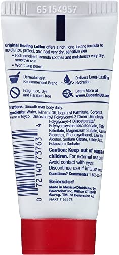 Eucerin Original Healing Soothing Repair Rich Lotion Fragrance Free Dry Skin 1 Oz Travel Size (Pack of 6)