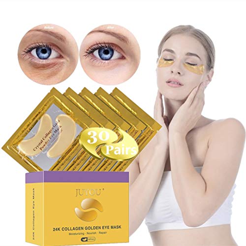 30 Pairs 24K Gold Under Eye Patch, Eye Mask, Collagen Eye Patch, JUYOU Eye Pads For Anti-wrinkles, Puffy Eyes, Dark Circles, Fine Lines Treatment