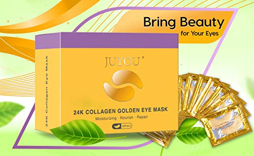 30 Pairs 24K Gold Under Eye Patch, Eye Mask, Collagen Eye Patch, JUYOU Eye Pads For Anti-wrinkles, Puffy Eyes, Dark Circles, Fine Lines Treatment