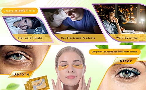 30 Pairs 24K Gold Under Eye Patch, Eye Mask, Collagen Eye Patch, JUYOU Eye Pads For Anti-wrinkles, Puffy Eyes, Dark Circles, Fine Lines Treatment