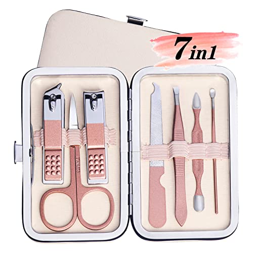 7 in 1 Manicure Set Professional Nail Clippers Manicure Kit Nail Kit Pedicure Kit - Pink