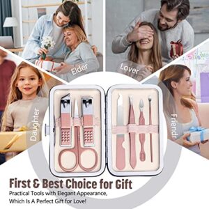 7 in 1 Manicure Set Professional Nail Clippers Manicure Kit Nail Kit Pedicure Kit - Pink