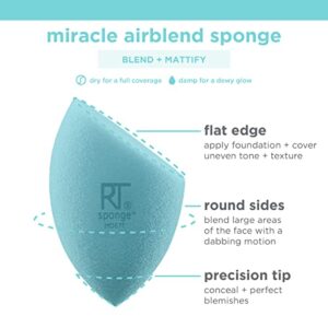 Real Techniques Miracle Airblend Sponge, Matte Makeup Blending Sponge, For Liquid, Cream, & Powder Products, Offers Medium To Full Coverage, Foundation Sponge, Latex-Free Foam, 1 Count